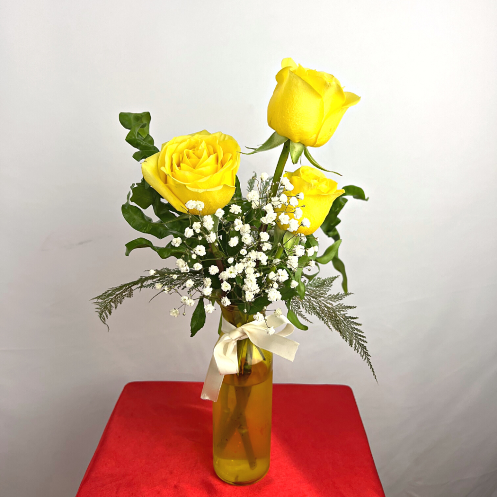 Yellow 3 Rose Arrangement - St Kitts Nevis Florist